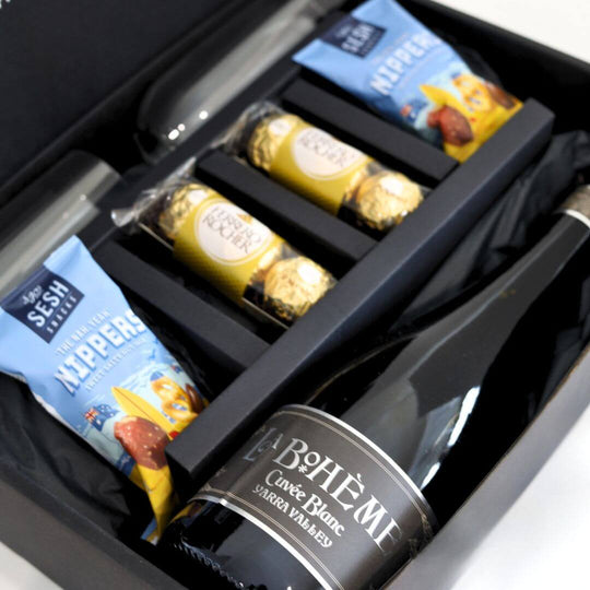Sparkling Wine Hamper – Gift Box with Flutes & Treats | Cheers Sweetie
